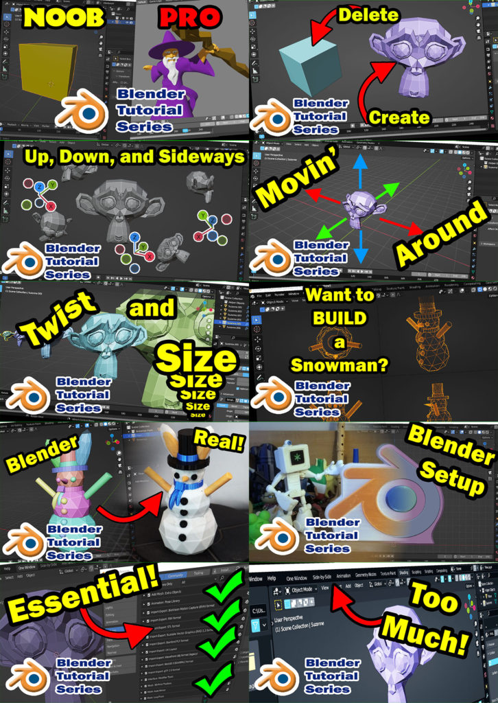 Blender 3.x for Absolute Beginners parts 1 - 10 - 3D Printing Professor